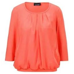 Kurzarmbluse GOLDNER "Chiffon-Shirt mit 3/4-Arm, Rundhals", Damen, Gr. 46, orange (papaya), Obermaterial: 95% Viskose CV. 5% Elasthan EL., Casual, Sonstiges, Blusen, keine/nicht relevant