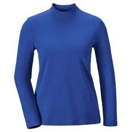 Longpullover GOLDNER "Stehkragenshirt mit Langarm", Damen, Gr. 50, blau (royalblau), Obermaterial: 92% Baumwolle CO. 8% Elasthan EL., Sonstiges, Pullover Longpullover, Ohne