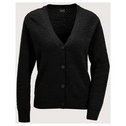 Madeleine Mode Strickjacke MADELEINE "Strickjacke Eleganter Cardigan mit V-Ausschnitt", Damen, Gr. 34, schwarz, Obermaterial: 100% Baumwolle CO., Modern, V-Ausschnitt, Strickjacken Strickjacke, Strukturstrick
