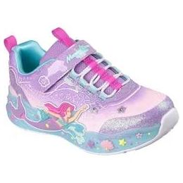 Sneaker Skechers "MERMAID DREAMS LIGHTS", M&auml;dchen, Gr. 36, lavendel, Synthetik, Textil, Glitzer, kontrastfarbene Details, Schuhe Sneaker, Blink,-Klettschuh mit Applikation, Gr&ouml;&szlig;enschablone zum Download