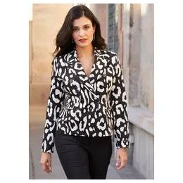 Jackenblazer Alba Moda "Blazer Kurzblazer im Animal-Look", Damen, Gr. 40, schwarz (schwarz, wei&szlig;), Obermaterial: 68% Baumwolle CO. 28% Polyester PES. 4% Elasthan EL., Modern, figurbetont, Blazer