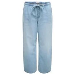 Relax-fit-Jeans Only CARMAKOMA "CARJAY PULL UP STRING DNM PANT PIM", Damen, Gr. 44, L&auml;nge 32, light blau denim, Denim/Jeans, Obermaterial: 100% Baumwolle, unifarben, relaxed fit kn&ouml;chellang, Jeans