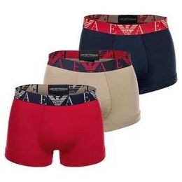 Boxershorts Emporio Armani "Boxershort BOLD MONOGRAM 3er Pack", Herren, Gr. M, bunt (blau, rot, beige), Obermaterial: 95% Baumwolle CO. 5% Elasthan EL., Unterhosen