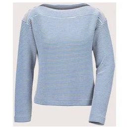Madeleine Mode Langarmshirt MADELEINE "Sweatshirt Ringel-Shirt", Damen, Gr. 44, wei&szlig; (royalblau, wollwei&szlig;), Obermaterial: 49% Baumwolle CO. 31% Polyester PES. 17% Viskose CV. 3% Elasthan EL., Modern, normal, U-Boot-Ausschnitt, Shirts Langarmshirt