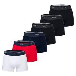 Boxershorts Gant "Boxershort 6er Pack", Herren, Gr. M, bunt (schwarz, dunkelblau, wei&szlig;, rot), Obermaterial: 95% Baumwolle CO. 5% Elasthan EL., Unterhosen