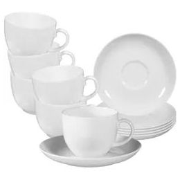 Tasse Seltmann Weiden "Kaffeetassen mit Untertassen Rondo/Liane 0,21 l 6er Set wei&szlig;", wei&szlig;, 12 tlg., Porzellan, Trinkgef&auml;&szlig;e, Tasse