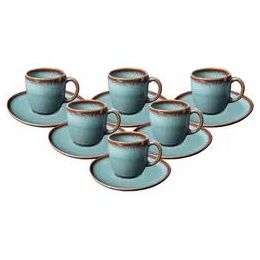 Villeroy & Boch Tasse "Kaffeetassen mit Untertassen Lave 190 ml 6er Set", blau (glac&eacute;), Steingut, LIKE. BY VILLEROY & BOCH, Trinkgef&auml;&szlig;e, Tasse