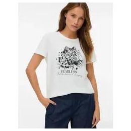 V&eacute;ro Moda Kurzarmshirt VERO MODA "VMJAMAICA S/S T-SHIRT JRS BTQ", Damen, Gr. XL, snow wei&szlig; print:print with schwarz rhinestones, Jersey, Obermaterial: 100% Baumwolle, bedruckt, normal, Rundhals, Shirts, Baumwolle