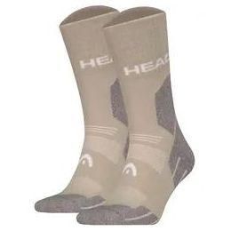 Kurzsocken Head "Socken Hiking All Climates Crew 2P 2er Pack", Herren, Gr. 35-38, braun (taupe), Obermaterial: 72% Baumwolle CO. 20% Polyester PES. 6% Polyamid PA. 2% Elasthan EL., Socken