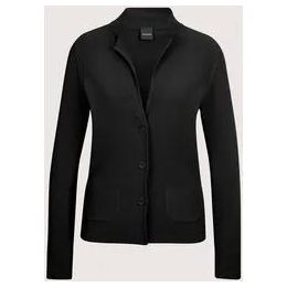 Madeleine Mode Strickjacke MADELEINE "Strickblazer Sportiver Blazer mit Stehkragen", Damen, Gr. 40, schwarz, Obermaterial: 67% Viskose CV. 33% Polyamid PA., Modern, normal, Strickjacken Strickjacke, modische Schlitze am Armabschlu&szlig;