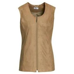 Kurzweste GOLDNER "Velourslederimitat-Weste", Damen, Gr. 40, braun (camel), Obermaterial: 100% Polyester PES., Westen, Herrlich weich und trageangenehm