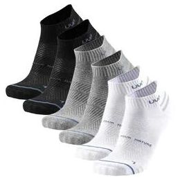 Sneakersocken uyn "Socken 6er Pack", Herren, Gr. 45-47, bunt (schwarz, wei&szlig;, grau), Obermaterial: 56% Baumwolle CO. 41% Polyamid PA. 3% Elasthan EL., Socken Sneakersocken