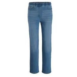 Stretch-Jeans GOLDNER "Bequeme Jeanshose VERA", Damen, Gr. 38, N-Gr, blau (hellblau), Obermaterial: 83% Baumwolle CO. 15% Polyester PES. 2% Elasthan EL., Basic, weit, Jeans, runde Eingriffstaschen