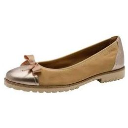 Ballerina Tamaris "Tamaris Ballerinas Leder/Synthetik", Damen, Gr. 40, tan, Leder, Synthetik, Schuhe Ballerina