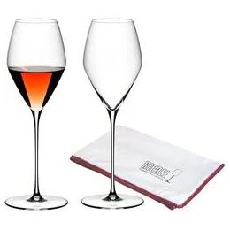 Weinglas "Ros&eacute; Weingl&auml;ser + Poliertuch Veloce 347 ml 2er Set transparent", bunt (transparent), Glas, RIEDEL THE WINE GLASS COMPANY, Trinkgef&auml;&szlig;e, Weinglas