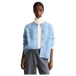 Marc O'Polo Cardigan MARC O'POLO DENIM "aus weichem Wolle-Mix", Damen, Gr. XS, blau dusk, Obermaterial: 55% Wolle, 45% Polyester, unifarben, Rundhals, Rippb&uuml;ndchen, Strickjacken