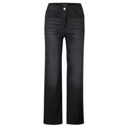 Stretch-Jeans GOLDNER "Denim Jeans mit weitem Bein", Damen, Gr. 44, N-Gr, schwarz, Obermaterial: 83% Baumwolle CO. 15% Polyester PES. 2% Elasthan EL., Jeans