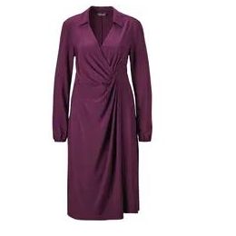 Jerseykleid GOLDNER "Elegantes Jerseykleid mit V-Ausschnitt", Damen, Gr. 46, N-Gr, lila (aubergine), Obermaterial: 92% Polyester PES. 8% Elasthan EL., V-Ausschnitt, Gummib&uuml;ndchen, Kleider Jerseykleid, Wickeloptik