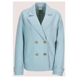 Madeleine Mode Jackenblazer MADELEINE "Wollblazer Stillvoller Zweireiher aus Schurwolle", Damen, Gr. 42, blau (bleu), Obermaterial: 100% Schurwolle WV., Modern, Blazer, Zweireiher aus gekochter Wolle