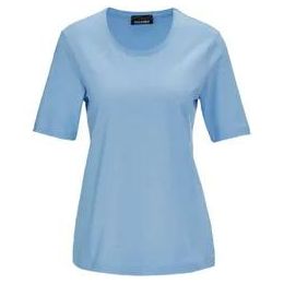 Langarm-Poloshirt GOLDNER "Basic Baumwollshirt mit kurzem Arm", Damen, Gr. 46, blau (hellblau), Obermaterial: 100% Baumwolle CO., normal, Sonstiges, Shirts, Ohne