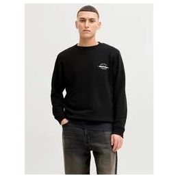 Jack & Jones Sweatshirt JACK & JONES "JJBRANDON SWEAT CREW NECK", Herren, Gr. XXL, schwarz, angeraute Sweatware, Obermaterial: 65% Polyester, 35% Baumwolle, bedruckt, regular fit, Rundhals, Rippb&uuml;ndchen, Sweatshirts Sweatshirt