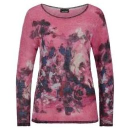Rundhalspullover GOLDNER "Wollpullover floral, U-Boot-Ausschnitt", Damen, Gr. 38, pink (pink, bunt, gemustert), Obermaterial: 53% Alpaka WP. 30% Polyamid PA. 17% Wolle mw., Modisch, U-Boot-Ausschnitt, Pullover Rundhalspullover, mit Alpaka-Wolle