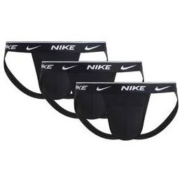 String Nike UNDERWEAR "JOCK STRAP 3PK", Damen, Gr. S, 3 Stk., schwarz, schwarz, schwarz, Jersey, Obermaterial: 95% Baumwolle, 5% Elasthan, k&ouml;rpernah, Unterhosen String, mit Logo-Elastikbund