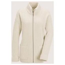 Madeleine Mode Strickjacke MADELEINE "Cardigan Weiche Wolljacke mit Rei&szlig;verschluss", Damen, Gr. 40/42, wei&szlig; (wollwei&szlig;), Obermaterial: 90% Schurwolle WV. 10% Kaschmir WS., Modern, Strickjacken Strickjacke, Grobstrick