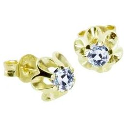 Paar Ohrstecker OSTSEE-SCHMUCK "- Pia 4 mm - Gold 333/000 - Aquamarin" Gr. 8, gold (gold 333, goldfarben, gelb), Ohrringe, Damen, Gelbgold 333