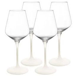 Villeroy & Boch Wei&szlig;weinglas VILLEROY & BOCH "Wei&szlig;weingl&auml;ser Manufacture Rock 380 ml 4er Set wei&szlig;-transparent", bunt (wei&szlig;, transparent), Glas, Trinkgef&auml;&szlig;e, Wei&szlig;weinglas