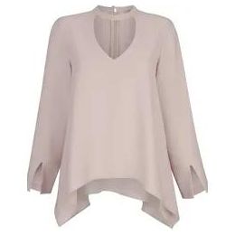 Langarmbluse Alba Moda "Oversizedbluse Oversizedbluse mit Cutout", Damen, Gr. 40, beige (stein), Obermaterial: 100% Polyester PES., Modern, ausgestellt, V-Ausschnitt, Blusen