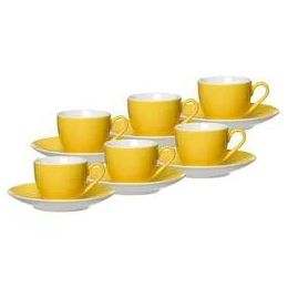Ritzenhoff & Breker Tasse RITZENHOFF & BREKER "Espressotassen und -untertassen Doppio 80 ml 6er Set", gelb, 12 tlg., Porzellan, Trinkgef&auml;&szlig;e, Tasse