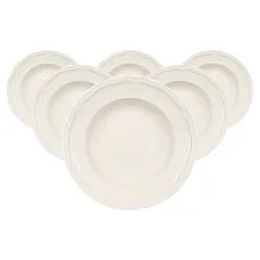 Villeroy & Boch Suppenteller VILLEROY & BOCH "Suppenteller Manoir &oslash; 22,8 cm 6er Set wei&szlig;", wei&szlig;, Speiseteller