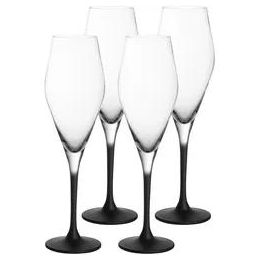 Villeroy & Boch Champagnerglas VILLEROY & BOCH "Champagnergl&auml;ser Manufacture Rock 260 ml 4er Set schwarz-transparent", bunt (schwarz, transparent), Glas, Trinkgef&auml;&szlig;e