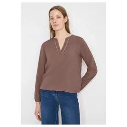 Langarmbluse Cecil, Damen, Gr. XXL (46), urban taupe, Stoff, 100% Viskose, unifarben, klassisch normal, Rundhals, elastischer Bund, Blusen, mit geschlitztem Rundhalsausschnitt