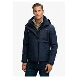 Windbreaker Superdry "HOODED MTN WINDBREAKER JACKET", Herren, Gr. M, richest navy, Web, Obermaterial: 100% Polyester, unifarben, regular fit normal, Jacken Windbreaker