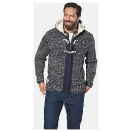 Kapuzenstrickjacke Jan Vanderstorm "Outdoor Strickjacke EIRBORG", Herren, Gr. XXL, blau (dunkelblau melange), Obermaterial: 85% Polyacryl PAN. 15% Wolle mw., Strickjacken