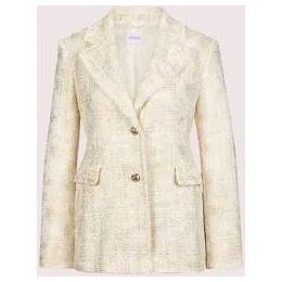 Madeleine Mode Jerseyblazer MADELEINE "Blazer Boucl&eacute;-Blazer mit Fransen-Akzenten", Damen, Gr. 42, wei&szlig; (perlwei&szlig;, goldfarben), Obermaterial: 60% Polyester PES. 40% Baumwolle CO., Modern, normal, Blazer