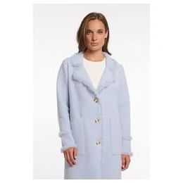 Rino & Pelle Longstrickjacke RINO & PELLE "CATENA", Damen, Gr. S (36), light blau, Feinstrick, Obermaterial: 69% Polyamid, 23% Polyester, 8% Viskose, gerade knielang, V-Ausschnitt, leicht ausgefranste Kante, Strickjacken Longstrickjacke, mit Fransendetails und Kn&ouml;pfen