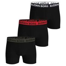 Bj&ouml;rn Borg Boxershorts BJ&Ouml;RN BORG "Boxershort Cotton Stretch Boxer Trunks 3P 3er Pack", Herren, Gr. XXL, schwarz (schwarz, rot, gr&uuml;n), Obermaterial: 95% Baumwolle CO. 5% Elasthan EL., Unterhosen