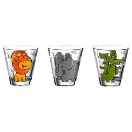 Kinderbecher Leonardo "Kinderbecher Bambini 215 ml 3er Set bunt", bunt, 3 tlg., Glas, Trinkgef&auml;&szlig;e, Kinderbecher