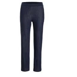 Stoffhose GOLDNER "Komfortable Denim-Hose VERA mit Stretch", Damen, Gr. 40, N-Gr, blau (marine), Obermaterial: 70% Baumwolle CO. 29% Polyester PES. 1% Elasthan EL., weit, Hosen Stoffhose, Rei&szlig;verschluss-Optik vorne