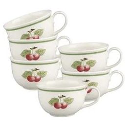 Villeroy & Boch Tasse VILLEROY & BOCH "Caf&eacute; au lait Obertassen French Garden 370 ml 6er Set wei&szlig;-bunt", bunt (wei&szlig;, bunt), Porzellan, Trinkgef&auml;&szlig;e, Tasse