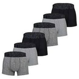 Boxershorts Under Armour "Boxershort UA PERFORMANCE TECH - SOLID Solid 3" 6PK 6er Pack", Herren, Gr. L, bunt (grau, schwarz), Obermaterial: 90% Polyester Pol. recyc.. 10% Elasthan EL., Unterhosen