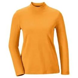 Longpullover GOLDNER "Kurzgr&ouml;&szlig;e Stehkragenshirt mit Langarm", Damen, Gr. 24, orange (safran), Obermaterial: 92% Baumwolle CO. 8% Elasthan EL., Sonstiges, Pullover Longpullover, Ohne