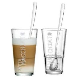 Ritzenhoff & Breker Latte-Macchiato-Glas RITZENHOFF & BREKER "Latte Macchiato Gl&auml;ser + L&ouml;ffel Lena 350 ml 2er Set transparent", bunt (transparent), Glas, Trinkgef&auml;&szlig;e, Latte-Macchiato-Glas