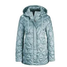 Kurzjacke GOLDNER "Herbstjacke Damen mit welliger Steppung im sportlichen Look", Damen, Gr. 44, gr&uuml;n (graugr&uuml;n), Obermaterial: 60% Polyester PES. 40% Polyamid PA., normal, Sonstiges, Jacken Kurzjacke, Mit verdeckter Knopfleiste