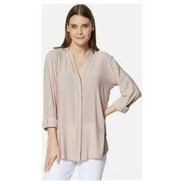 Madeleine Mode Langarmbluse MADELEINE "Longhemd Langes Hemd mit feinem", Damen, Gr. 40, beige (perlmutt), Obermaterial: 92% Polyester PES. 8% Elasthan EL., Modern, Blusen