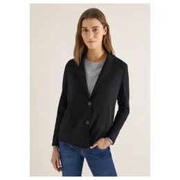 Kurzblazer Cecil, Damen, Gr. L (42), schwarz, Stoff, 66% Viskose, 30% Polyester, 4% Elasthan, unifarben, regular fit normal, V-Ausschnitt, abgesteppt, Blazer Kurzblazer, mit Reverskragen