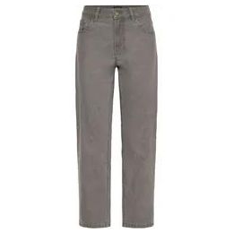 Mom-Jeans oxmo "Mom-Jeans OXHELLE MOM JEANS", Damen, Gr. 26, N-Gr, grau (mid grau denim), Obermaterial: 68% Baumwolle CO. 27% Polyester PES. 3% Viskose CV. 2% Elasthan EL., Jeans